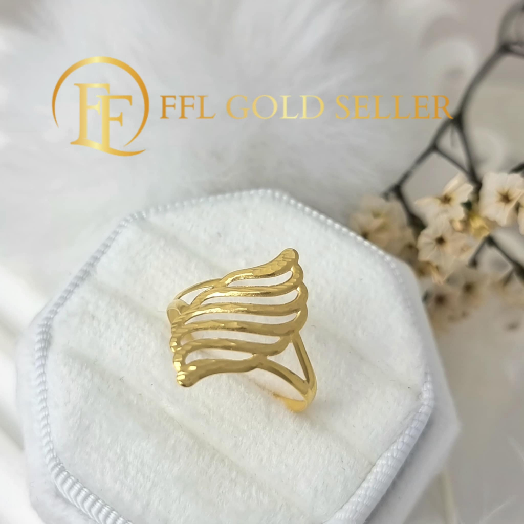 Spiral Beehive Ring | 18k Gold Ring for Women | Size 5-9 | Shopee ...