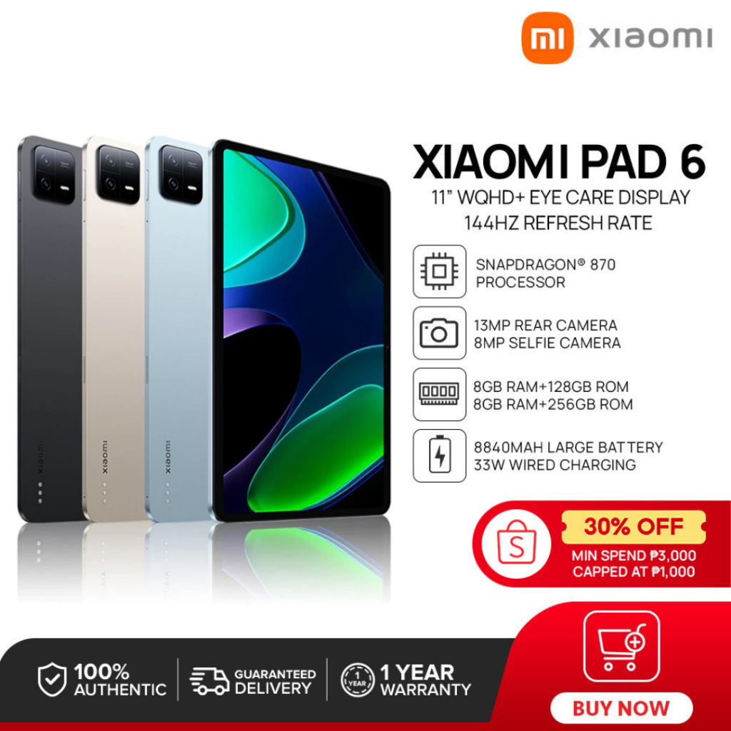 Mi Pad 8+256GB 144Hz WQHD Display Snapdragon 870 Android Pad Tablets ...