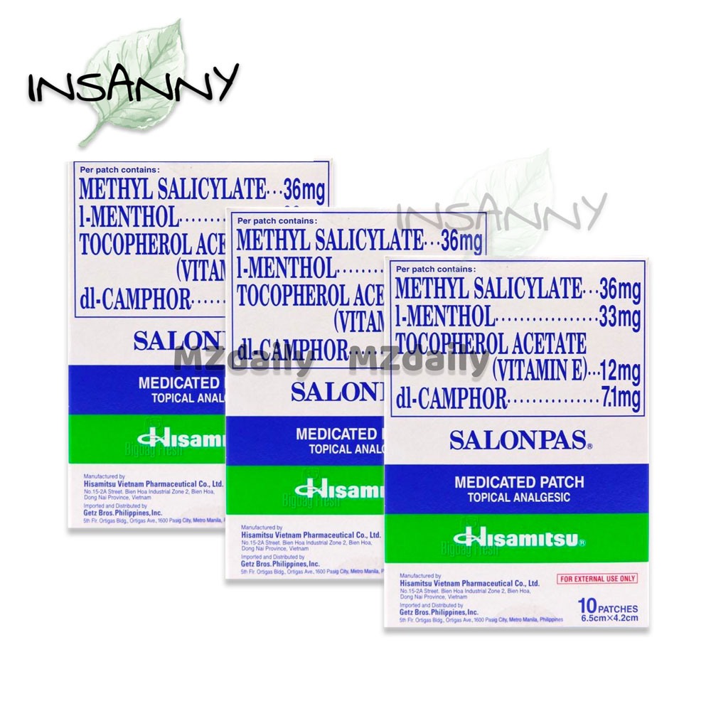 INSANNY ( SET OF 3 ) SALONPAS Medicated Patch (10 Patches) | Shopee ...