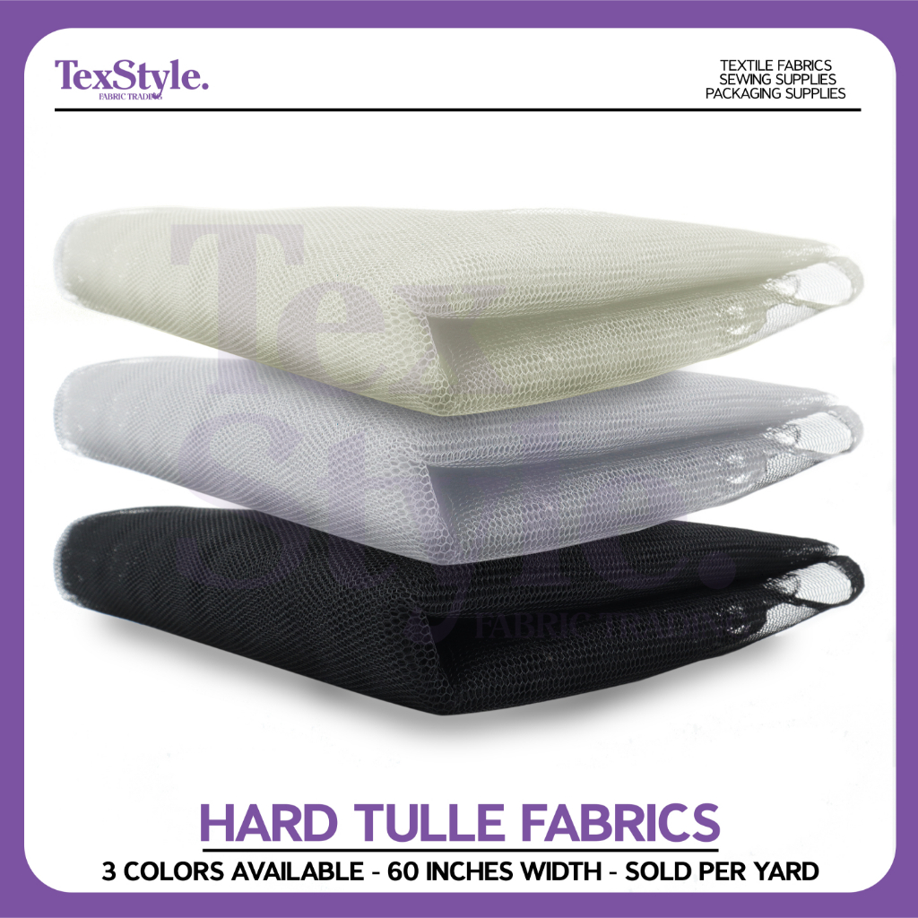 TEXSTYLE (Sold Per Yard) Hard Tulle Fabric 60 Inches Width for Sewing ...