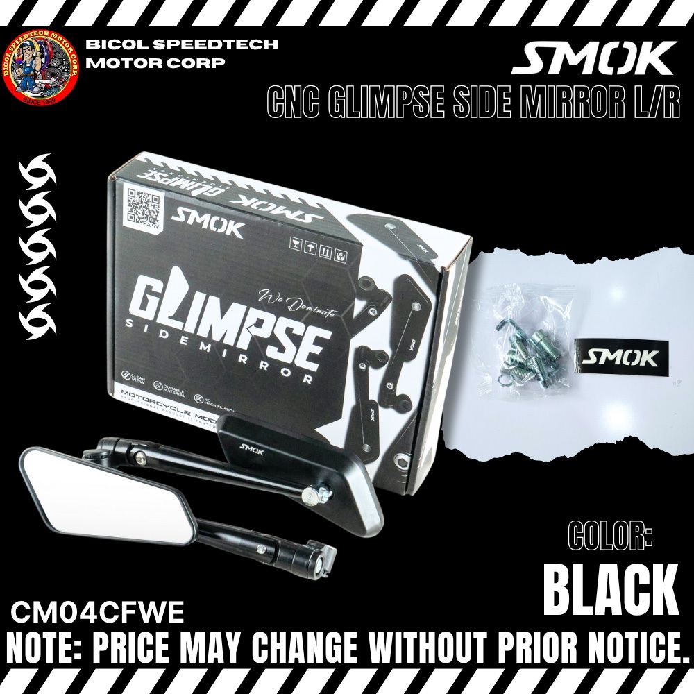 BLACK CNC GLIMPSE SIDE MIRROR L/R "SMOK" (CM04CFWE) | Shopee Philippines