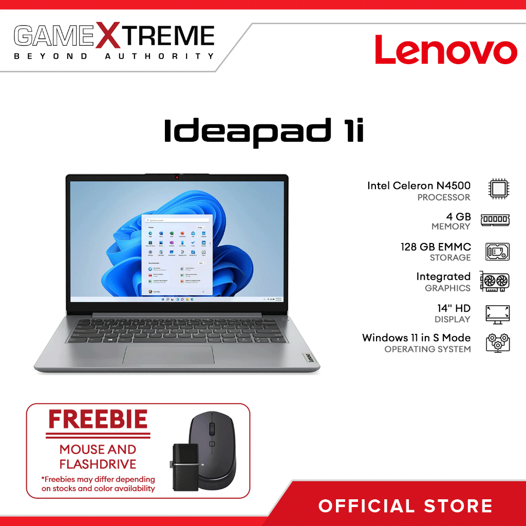 Lenovo Ideapad 1i 14" Laptop Intel Celeron N4500, 4gb, 128gb Emmc ...