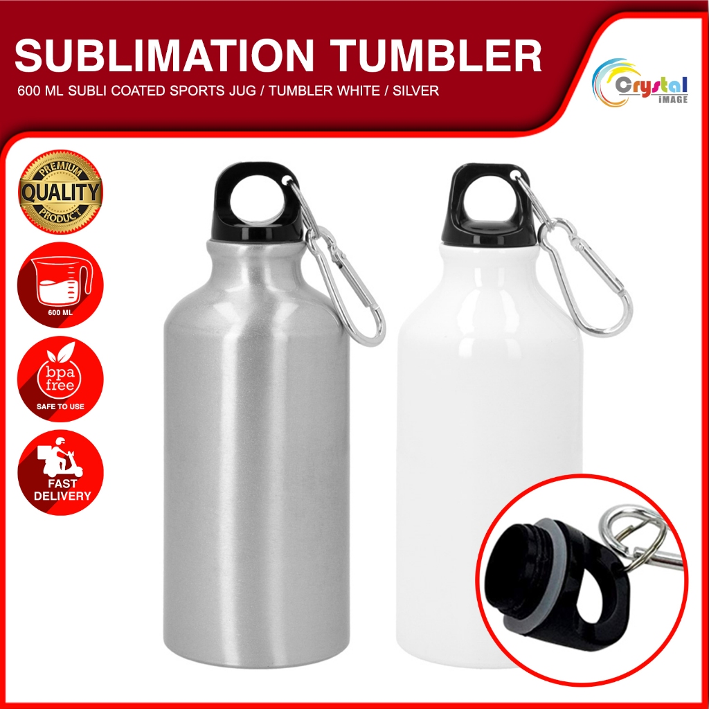 Sublimation Sports Jug 600ml ( White / Silver ) Subli-Coated Sports Jug ...