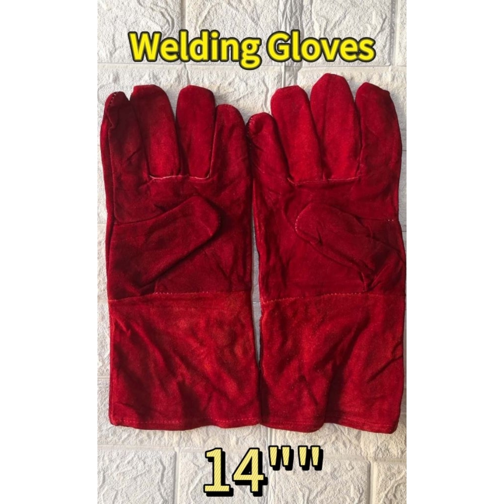 COD Heavy Duty Welding Gloves Red 14inch Leather Forge Heat Resistant ...