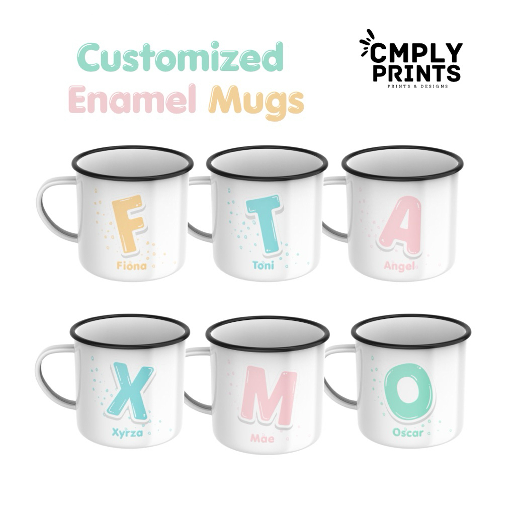 Personalized Enamel Mugs Initial with Names 10oz Mug with FREE Box ...