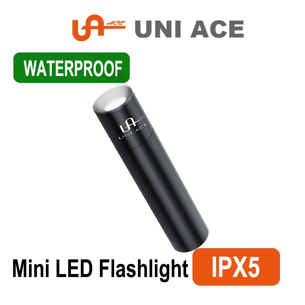 UNI ACE Mini LED Flashlight – USB Rechargeable Q5 Zoom Light, IPX5 ...