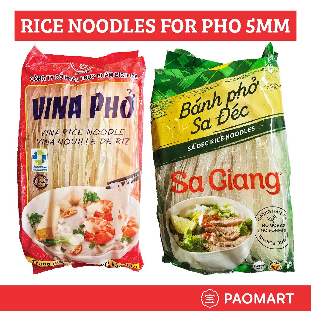 Rice Noodles for Pho Soup 5mm Bich Chi 400g / Acecook 500g / Sa Giang ...