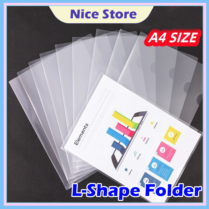 NICE 10Pcs L Type Folder A4 Size Plastic Clear Paper Sleeves Document ...
