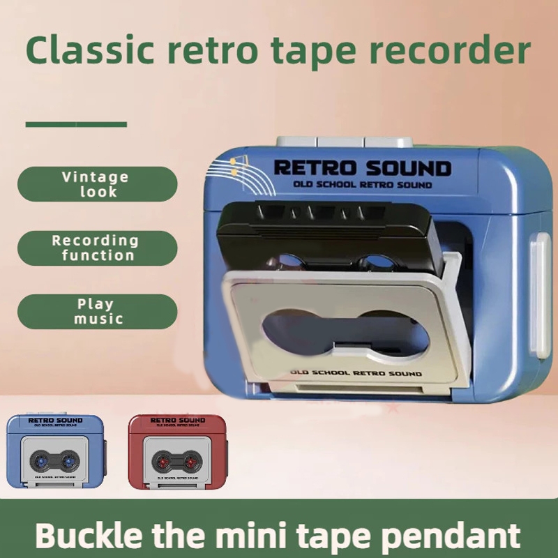 Retro Mini Tape Recorder Fun Singing Music Playing Keychain Bag Pendant ...