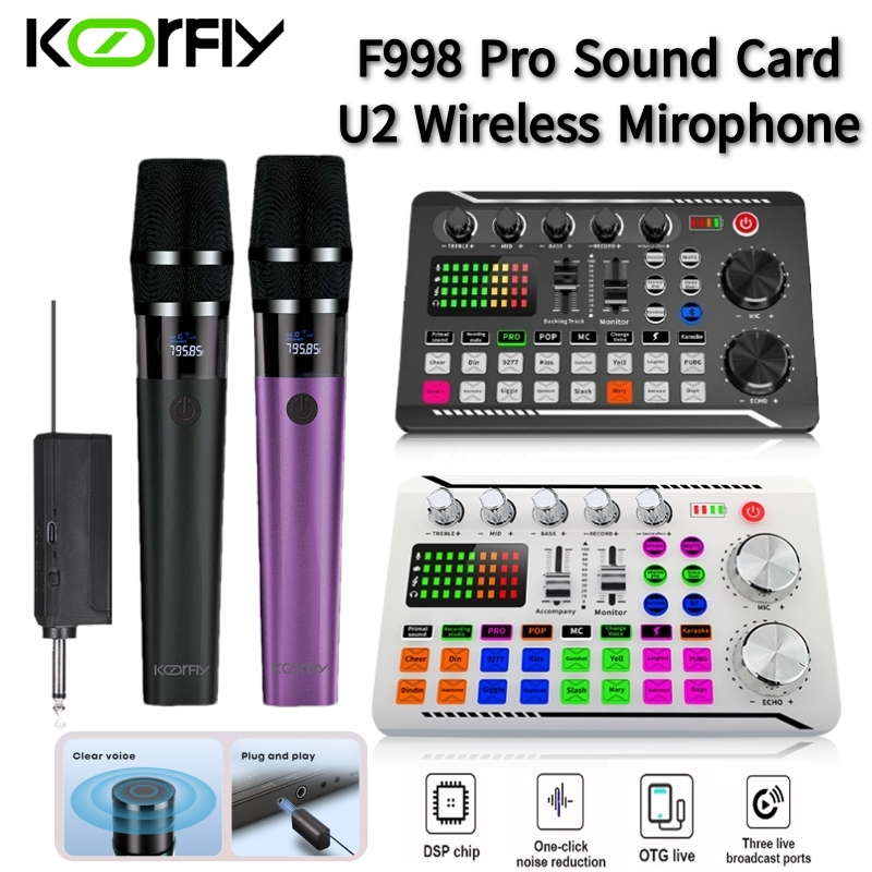 KOORFLY Latest!! F998 Live Sound Card 16 Sound Effects Audio Recording ...