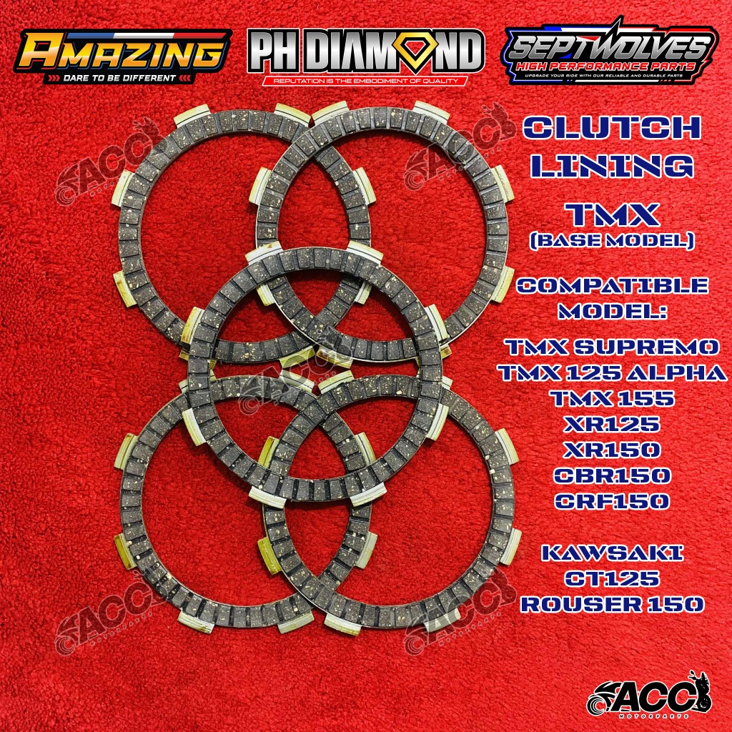 Clutch Lining Set TMX155 TMX 125 ALPHA TMX Supremo XR125 XR150 CBR150 ...