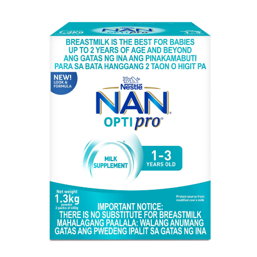 NAN OptiPro Three Milk Supplement For Children 1-3 Years Old 1.3kg | Shopee Philippines