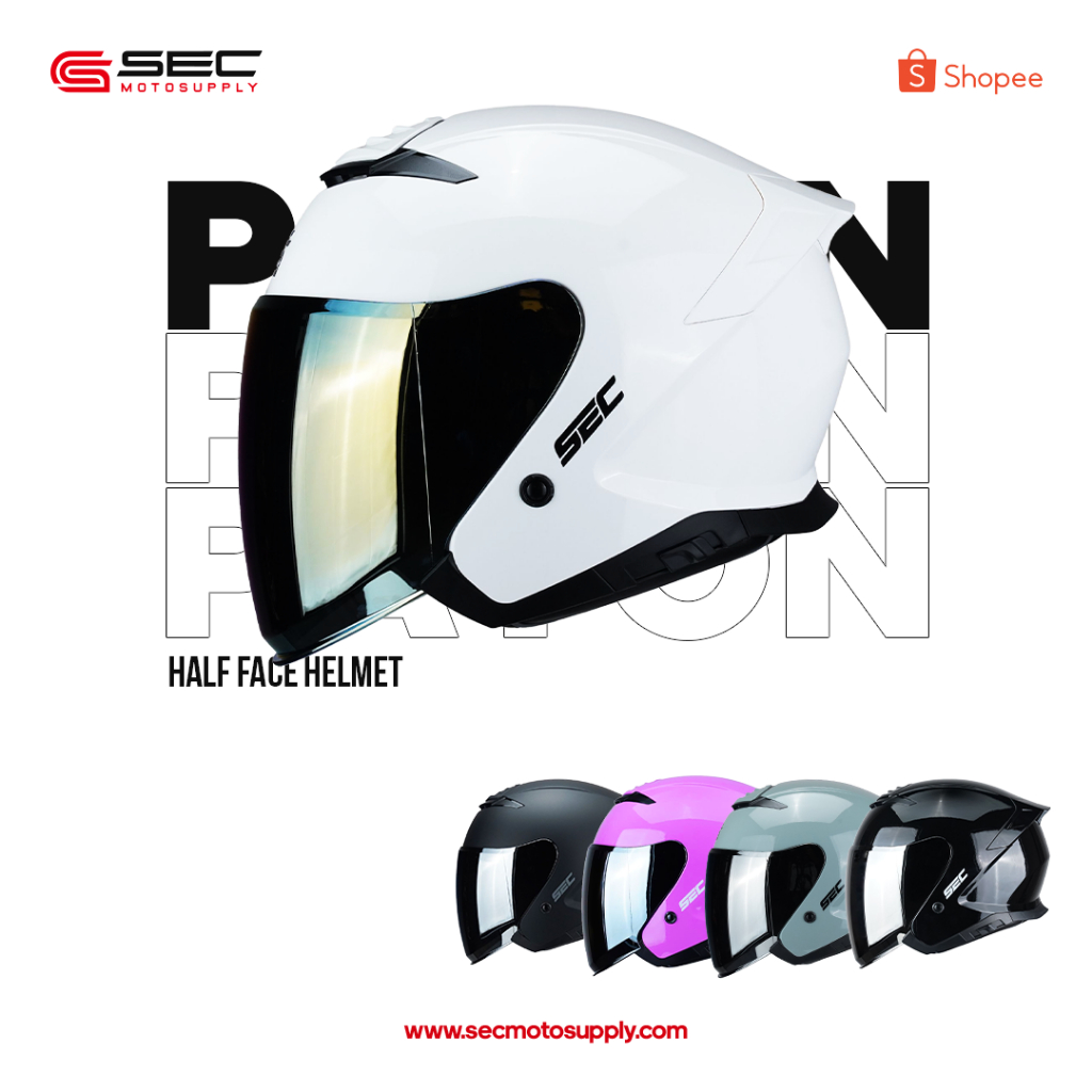SEC Half Face Helmet for Motorcycle Payon Solid Gloss/Matte (M-XL ...