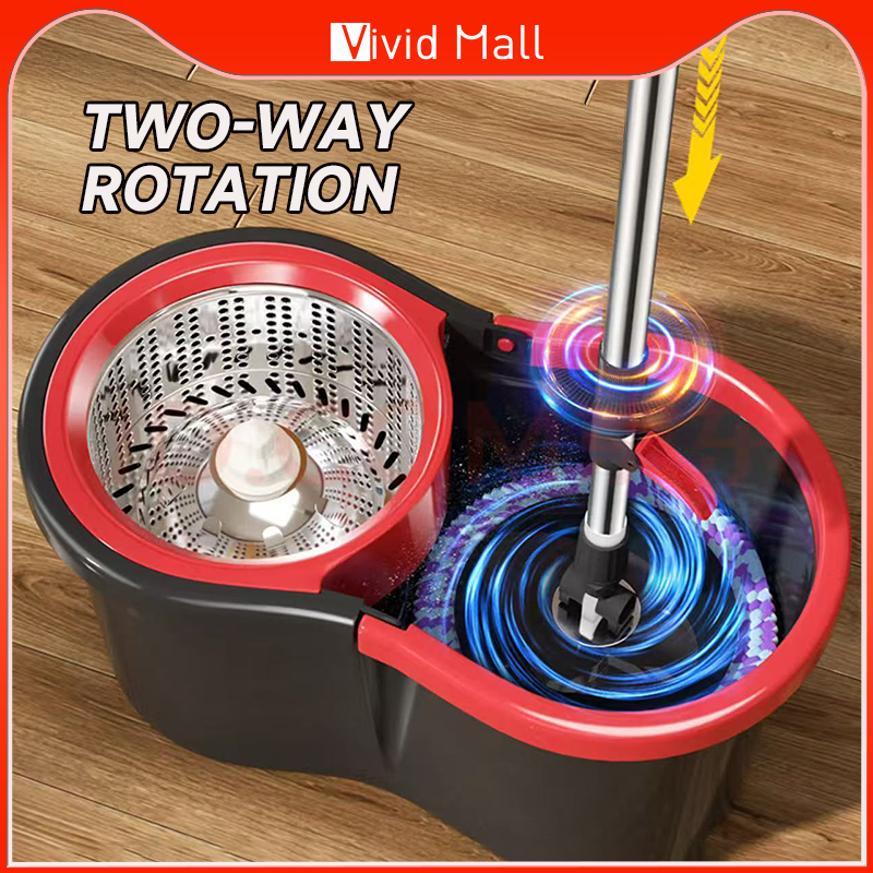 Vivid Mop With Spinner 360° Spin Mop Bucket Set Double Mop Head Mop For ...