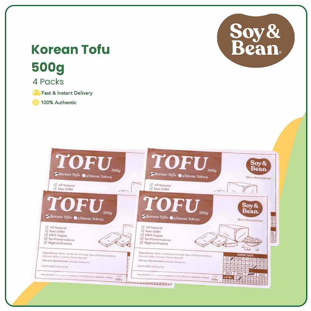 Soy & Bean Korean Tofu 500g (4 packs) [Bundle, Fresh, Plant-based, Tofu ...