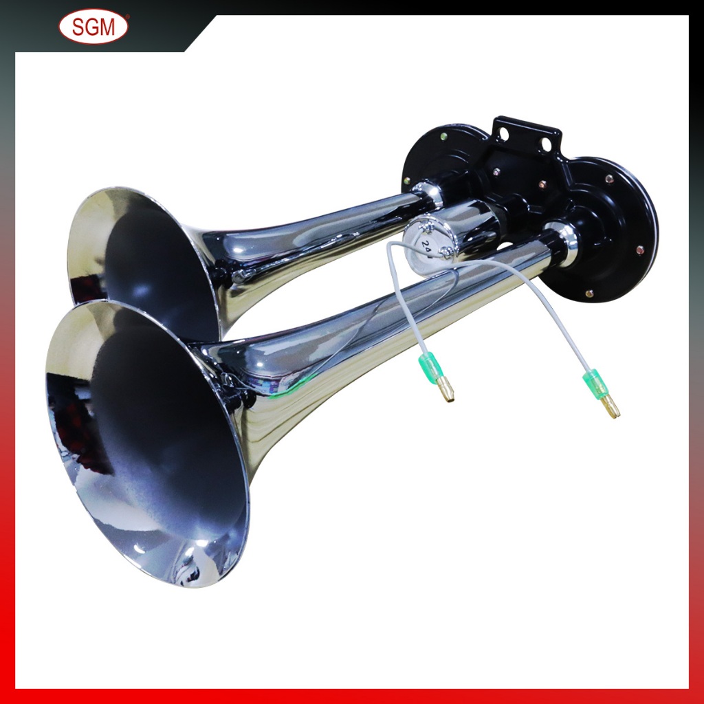 SGM AIR HORN 2 TRUMPET HORN 24 VOLT AIR HORN BUS TRUCK CARS JEEP SAH ...
