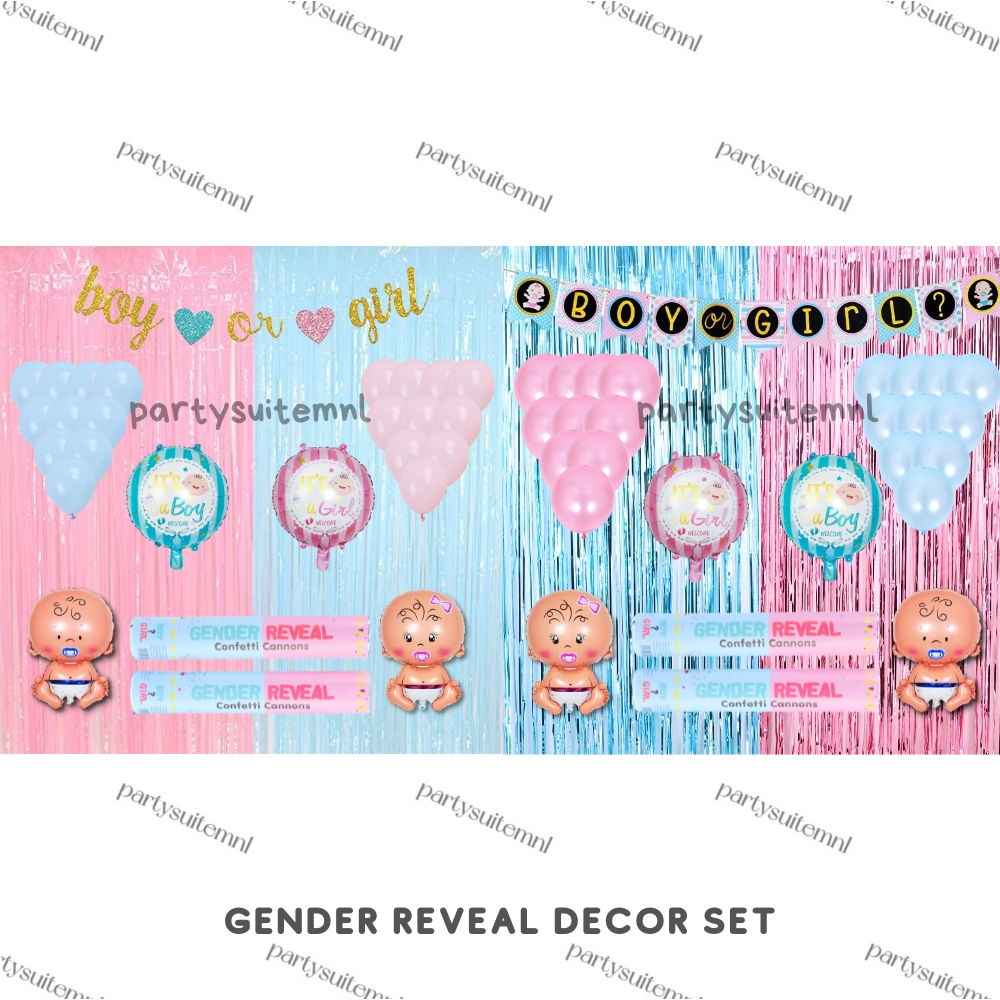 [SET] Pink Blue Boy Girl Gender Reveal Decoration Set | Shopee Philippines