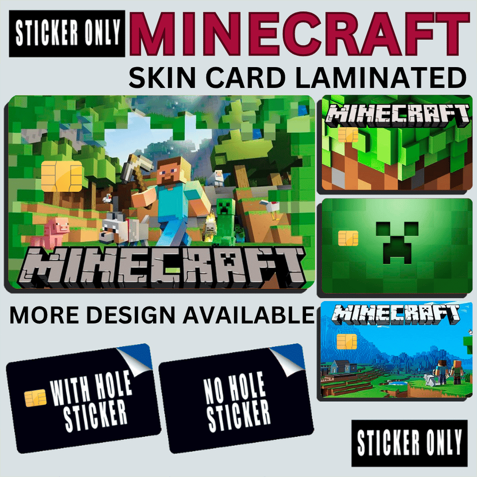 MINECRAFT - STICKER SKIN CARD FOR ATM, CREDIT, DEBIT , BEEP CARD ...
