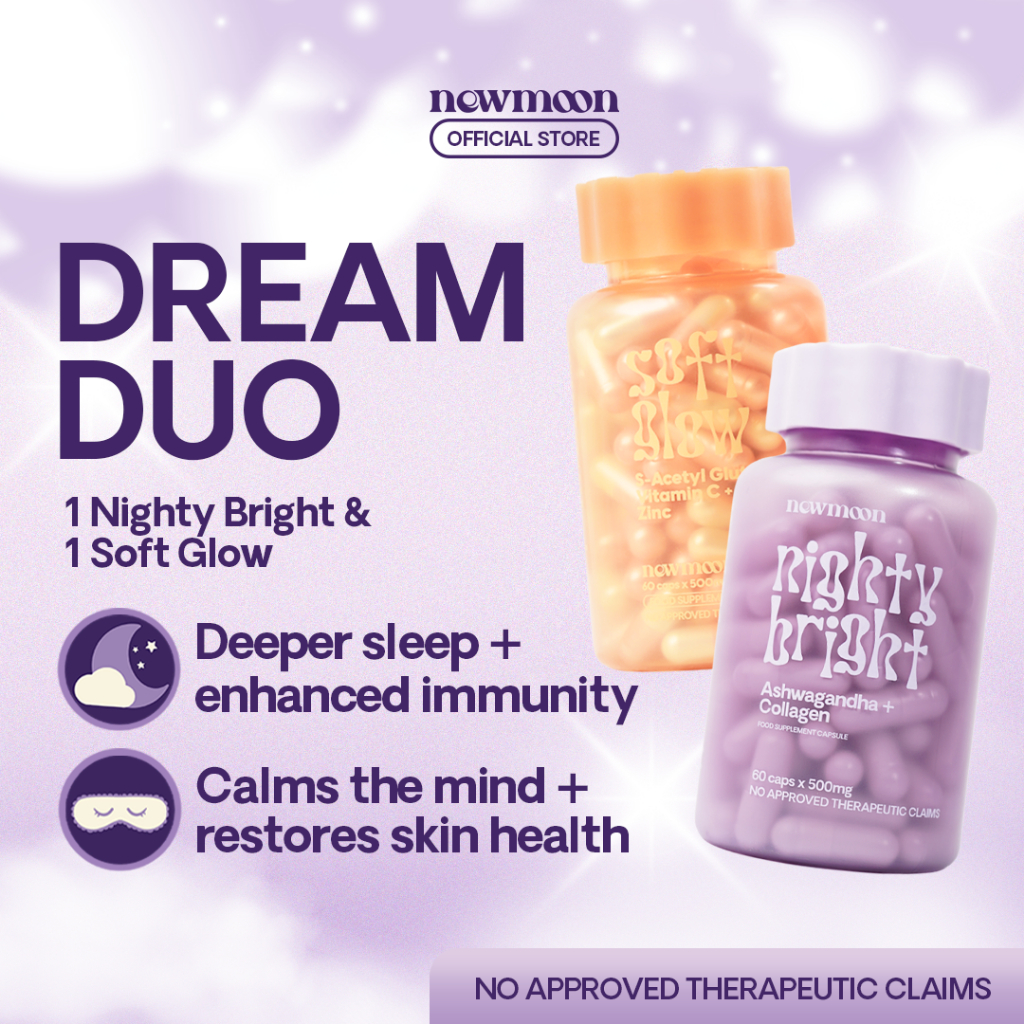 NEW MOON Dream Duo Bundle 500 mg S-Acetyl Glutathione Ashwagandha with ...