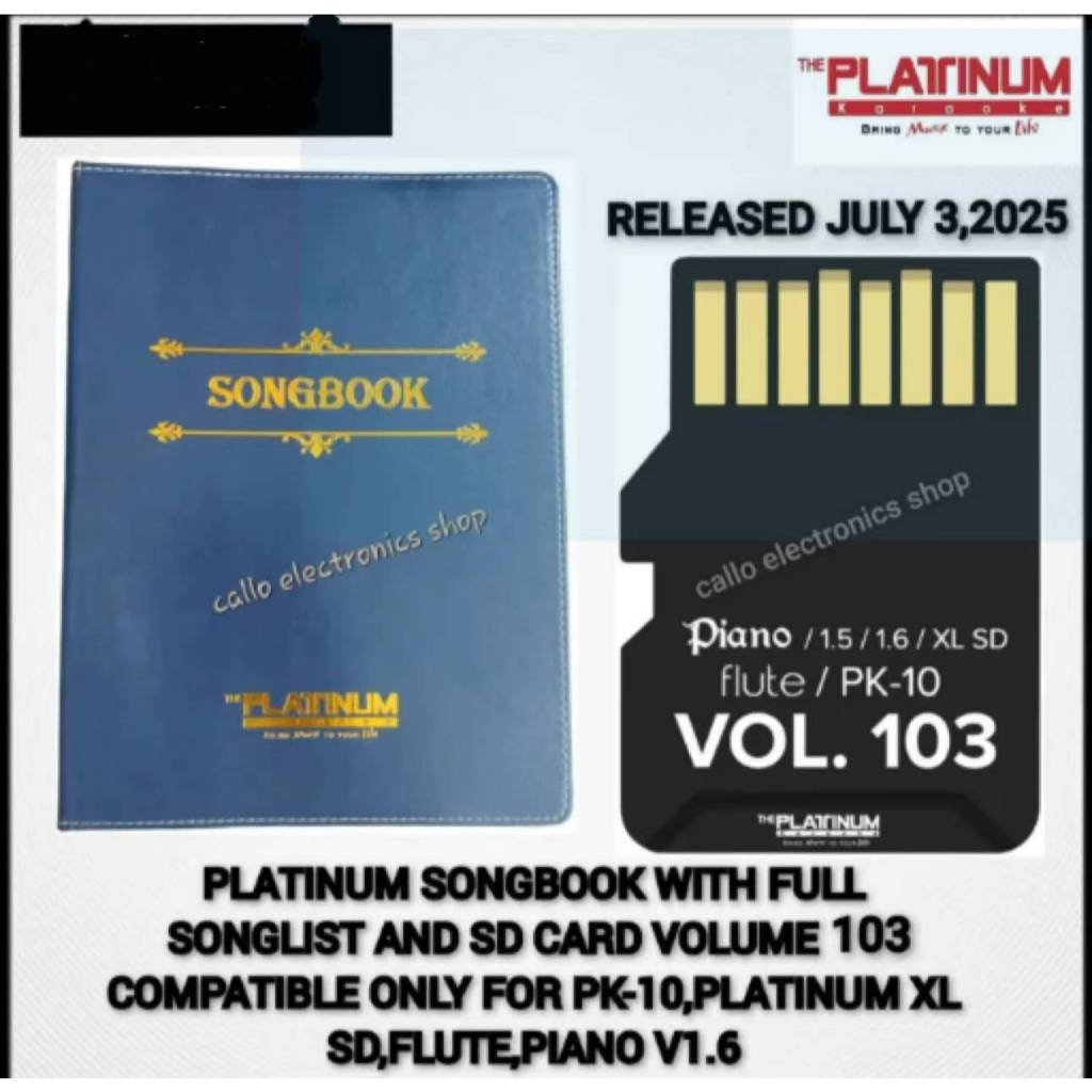 Platinum Karaoke Volume 103 SD Card And Songbook For Piano / V1.6/Flute/Piano XL SD/PK-10 ...