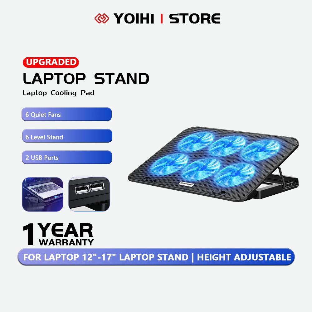 YOHI Laptop Cooling Pad USB Six LED Fans Cooling Pad For Laptop 13"-18 ...