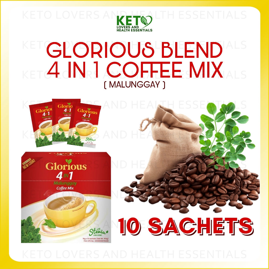 Glorious Blend 4 IN 1 COFFEE MIX (10s) – Malunggay, Calcium, Iron, Non ...