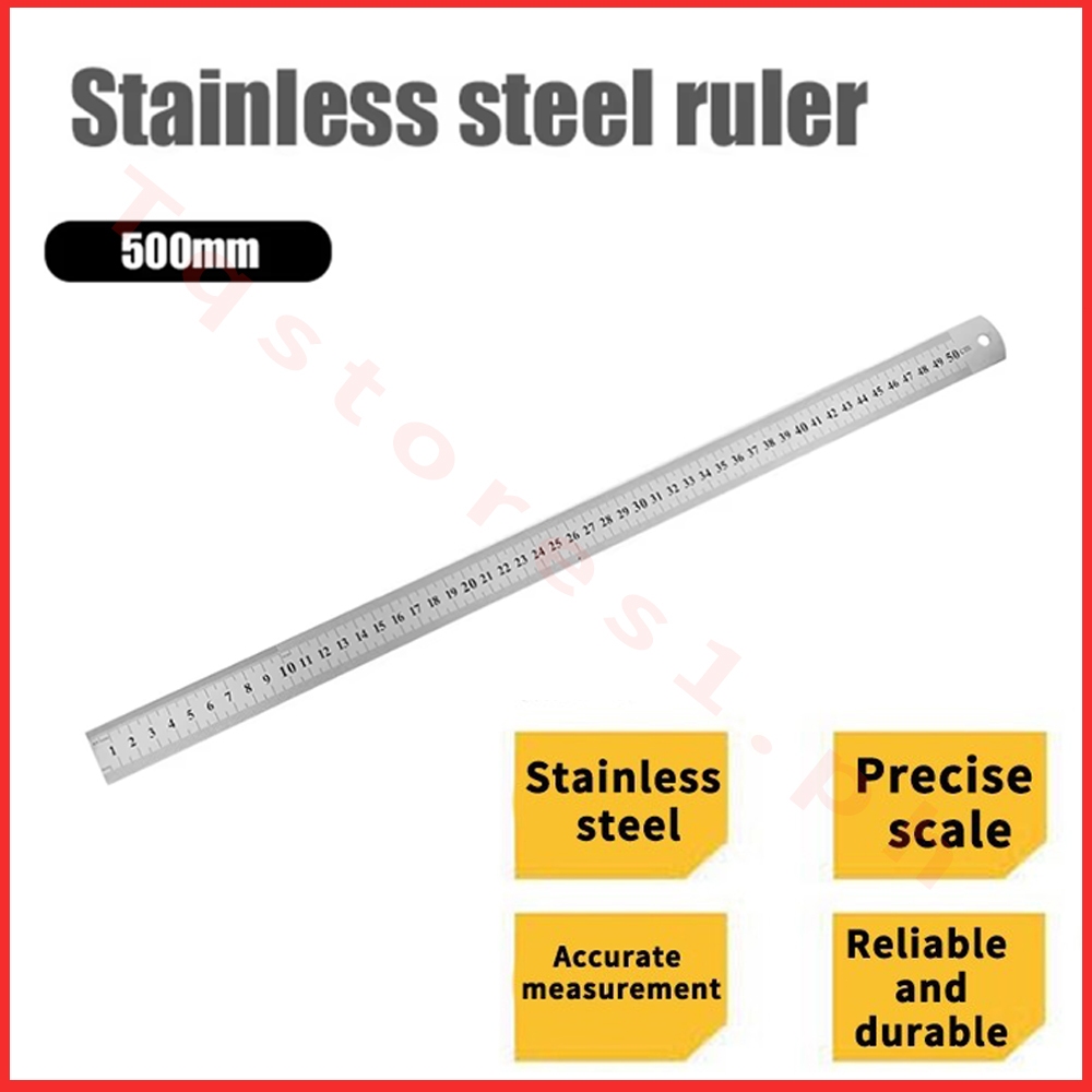TQ 50CM Stainless Steel Ruler Scale Metric Drawing Steel Ruler Long Ruler For Architects and ...