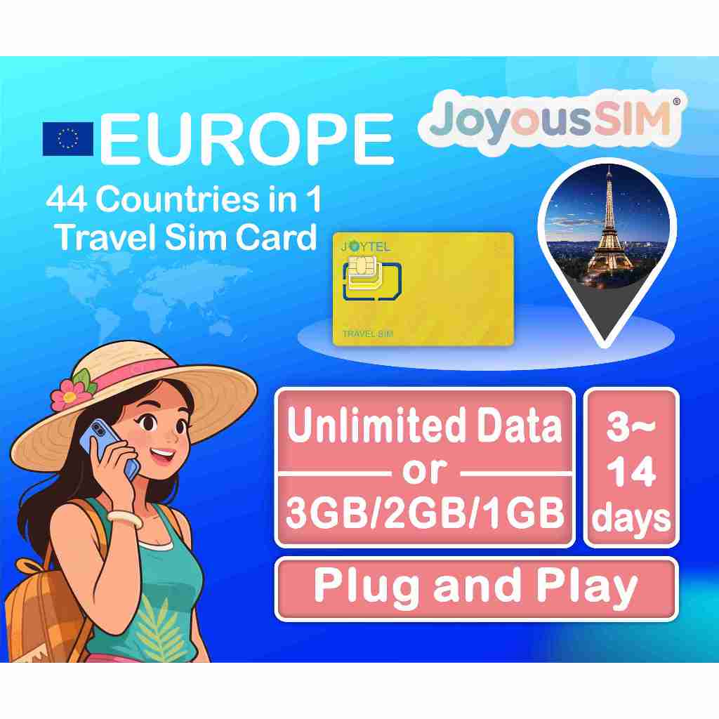 Europe 44 countries in 1 travel sim card, Unlimited data/3GB/2GB/1GB ...