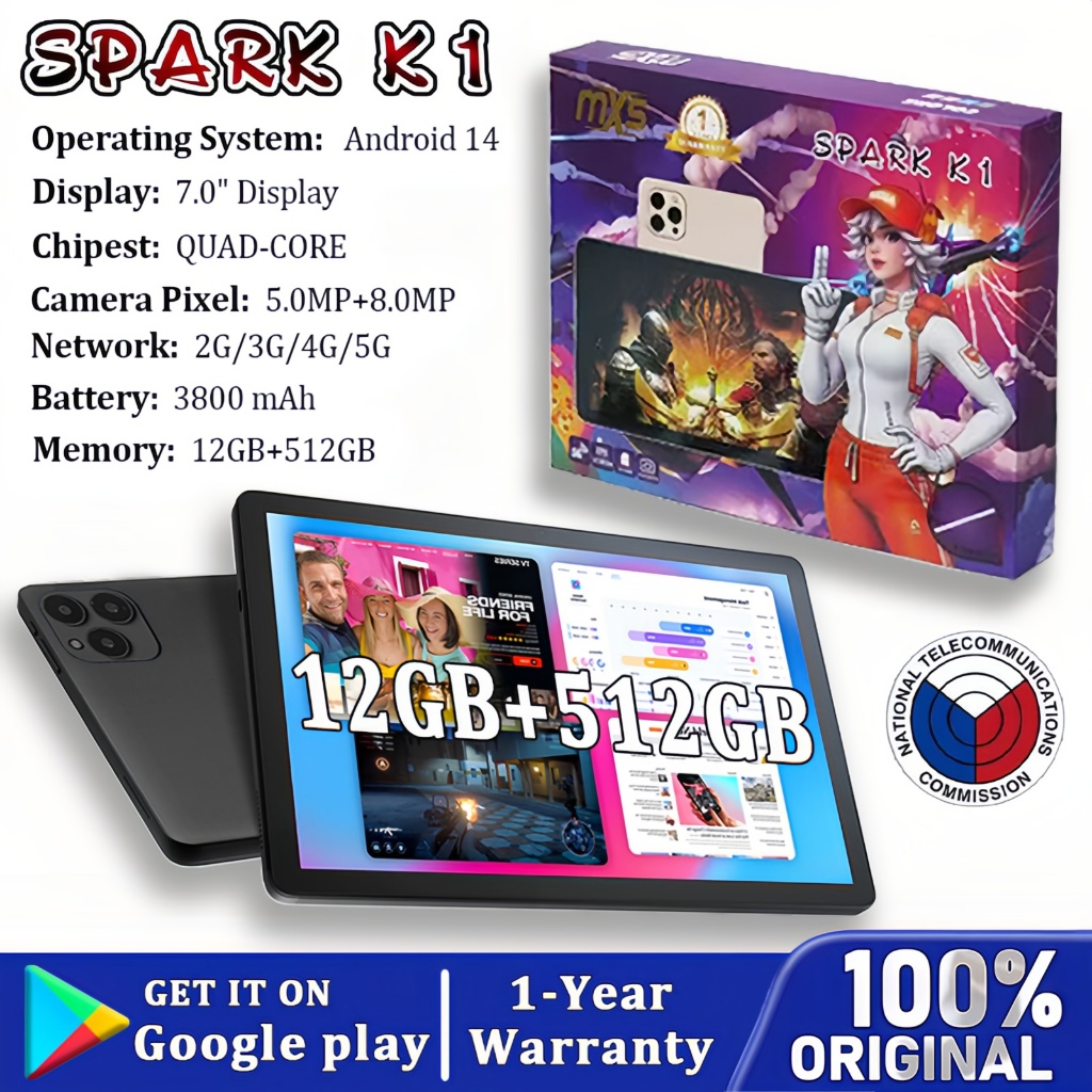 MXS SPARK K1 12GB+512GB Gaming Tablet 2025 Original 7" for Kids 5G ...