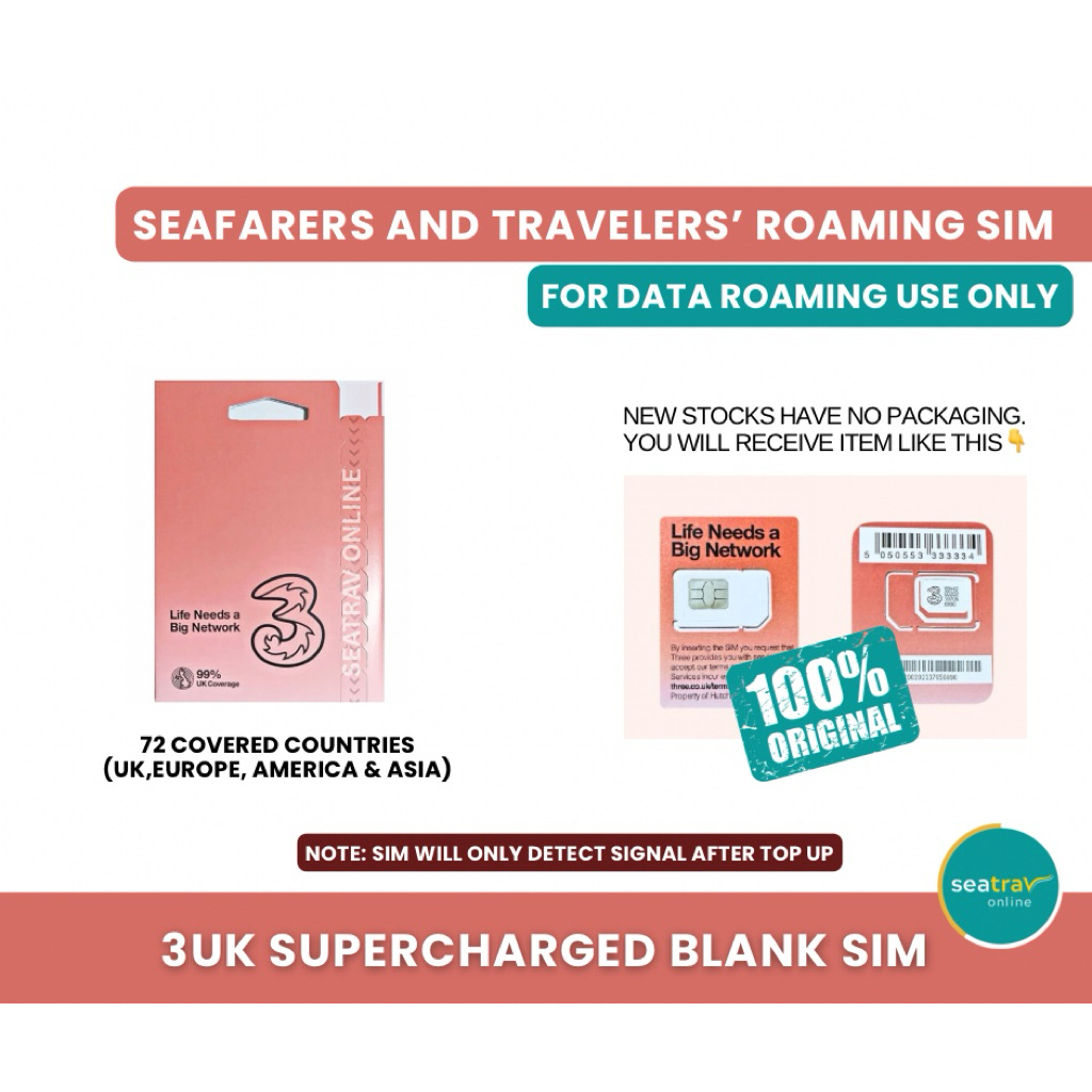 3UK SUPERCHARGED Blank SIM for Seafarers | Shopee Philippines