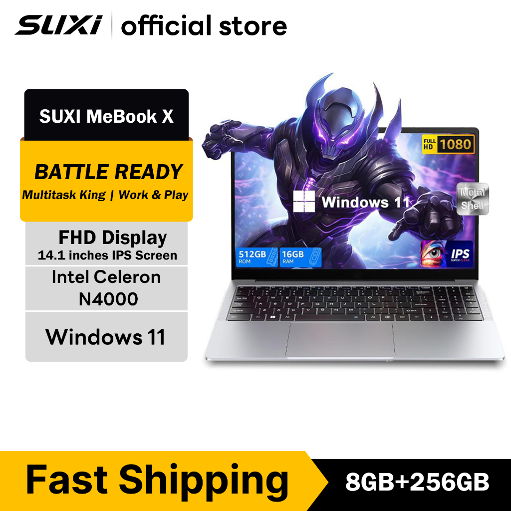 SUXI MeBook X laptop 14.1'' IPS Celeron N4000, 8GB RAM, 256/512GB SSD ...