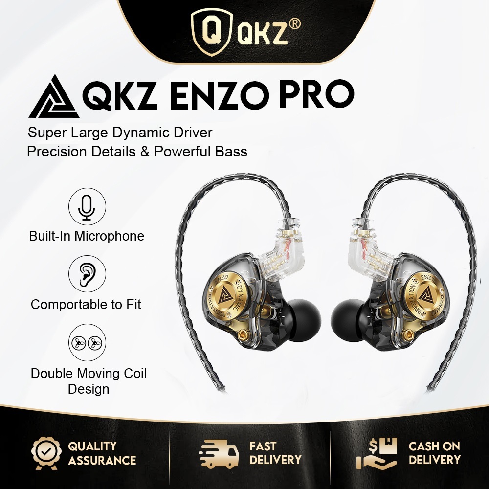 QKZ ENZO Pro Earphone with Microphone HiFi Gaming with Noise Cancelling ...
