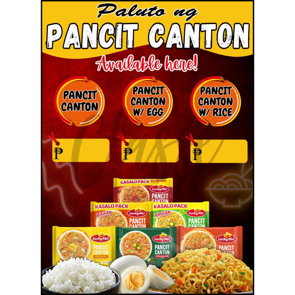 LAMINATED SIGNAGES A4 SIZE 180GSM PAPER HIGH QUALITY PANCIT CANTON ...