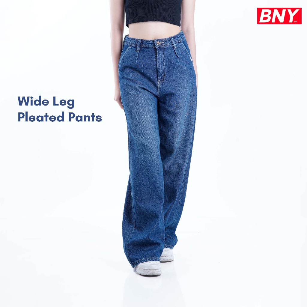 BNY Fashion Wideleg Pleated Pants (466) | Shopee Philippines