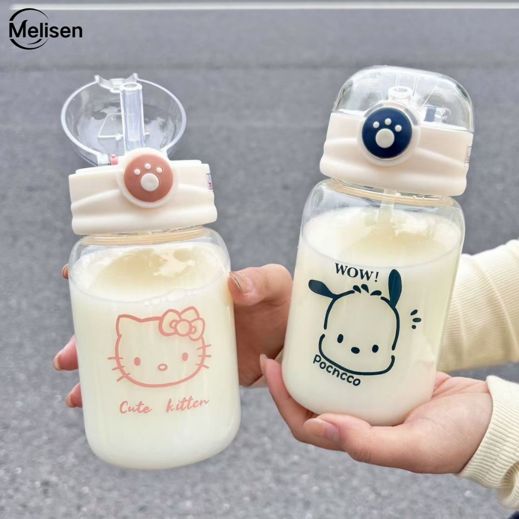 500ml Cute Water Bottle With Straw Portable Leak-proof Plastic Drinking ...