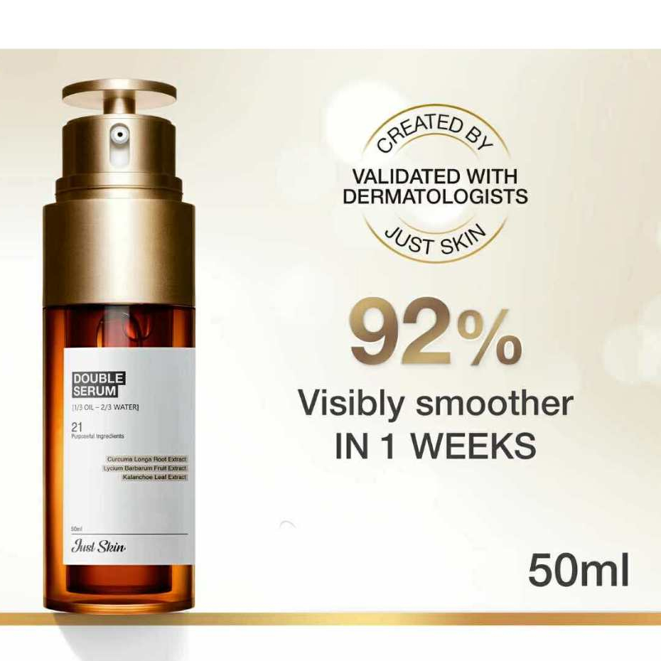 JUST SKIN DOUBLE SERUM -ANTI AGING FADING DARK SPOTS 50ML FIING LINES ...