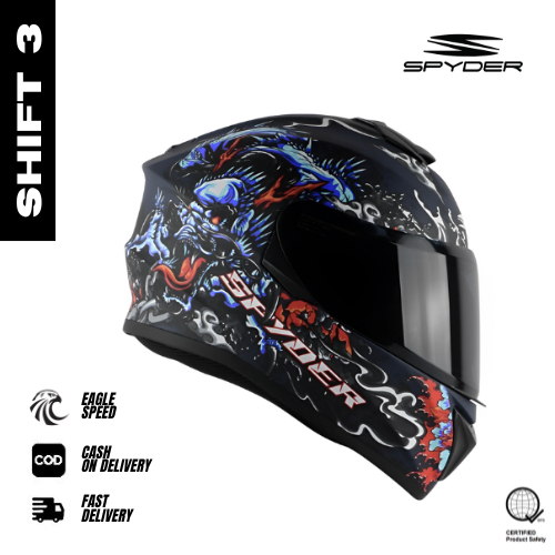 【EAGLE SPEED】SPYDER FULL FACE HELMET NEO SHIFT 3 RYUJIN MATT NAVY BLUE ...