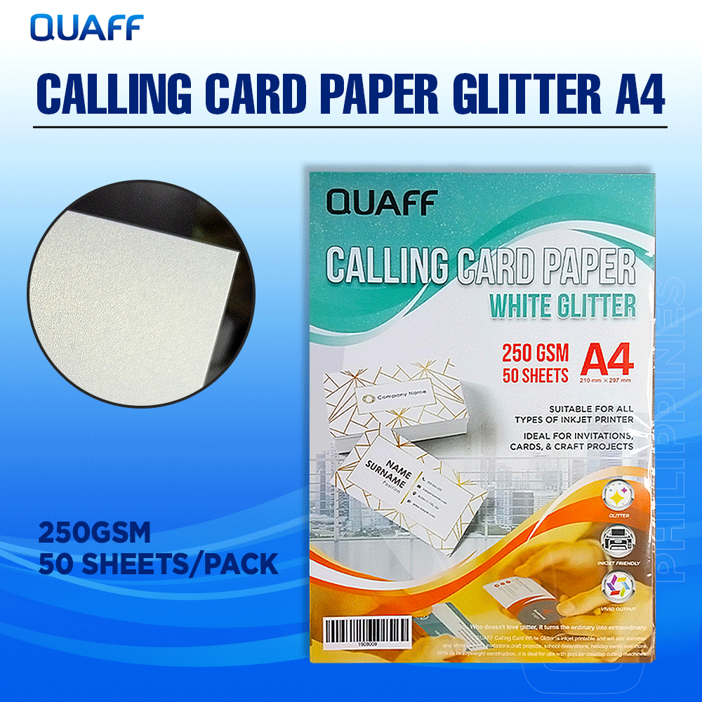 A4 Size Quaff Calling Card Paper Glitter Double Sided Glittered ...