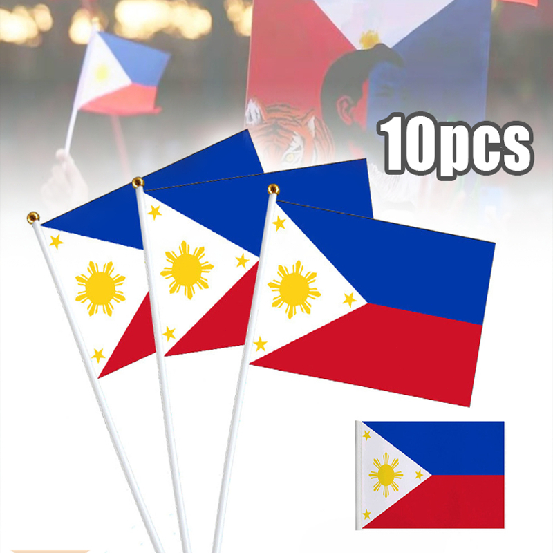 10pcs Small Philippine Flag With Plastic Stick 14x21cm/20x28cm ...