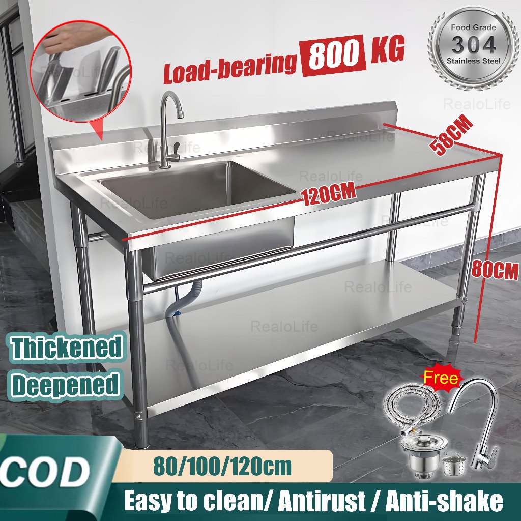 【Rust Compensation】Stainless Steel Kitchen Sink Complete Set Vertical ...