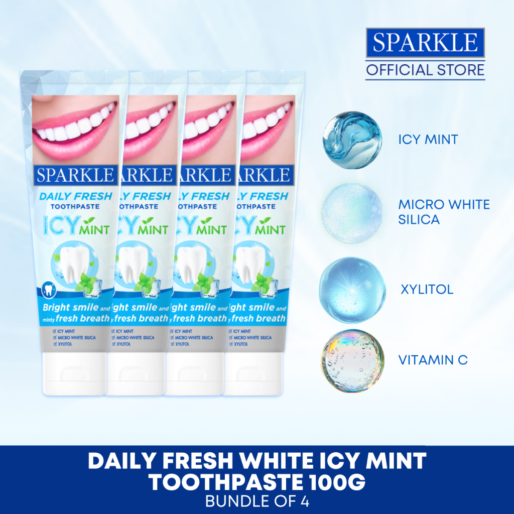 SPARKLE Daily Fresh White Icy Mint Toothpaste 100g Bundle of 4 | Shopee ...