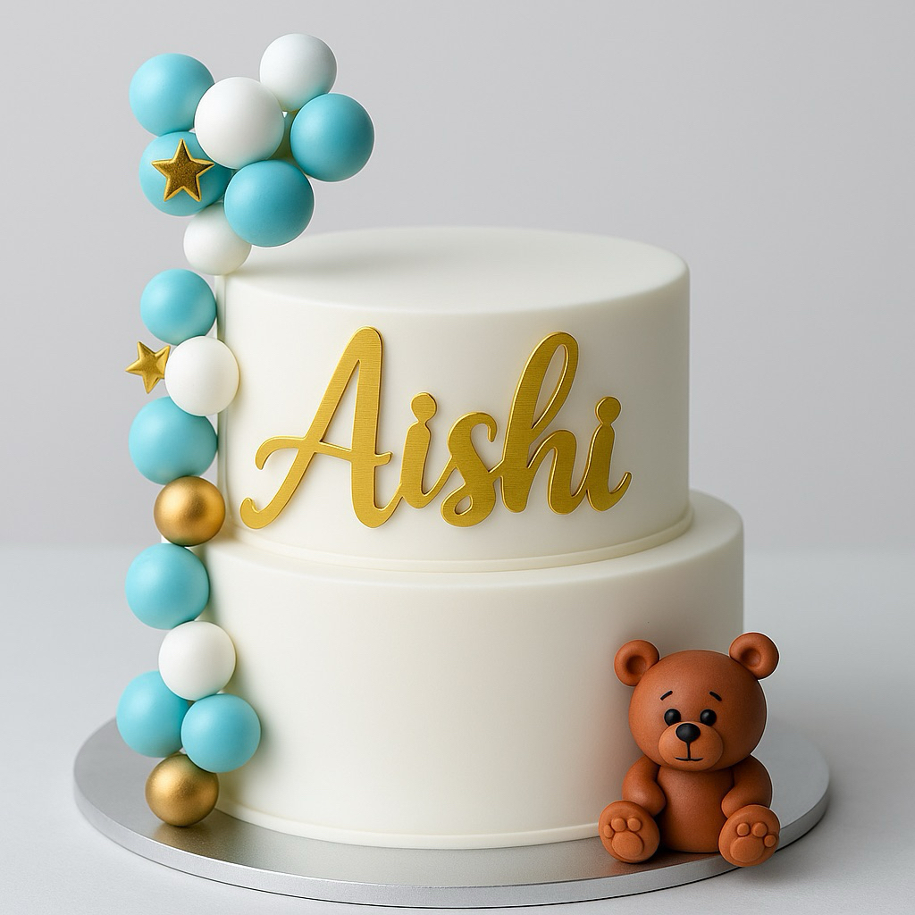 Customized Metallic Gold Cardstock Cake Topper – 1 Name Only (Front ...