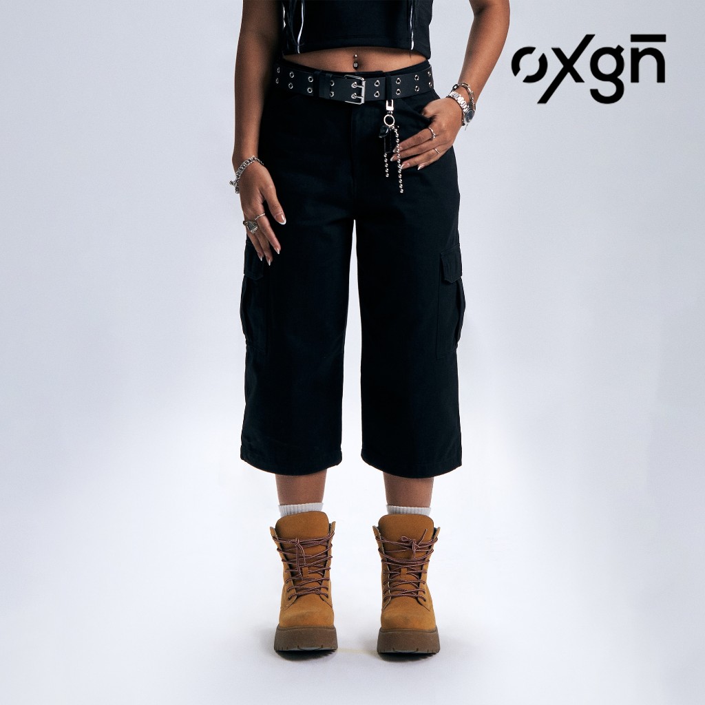 OXGN Capri Pants For Women (Black/Oatmilk) | Shopee Philippines