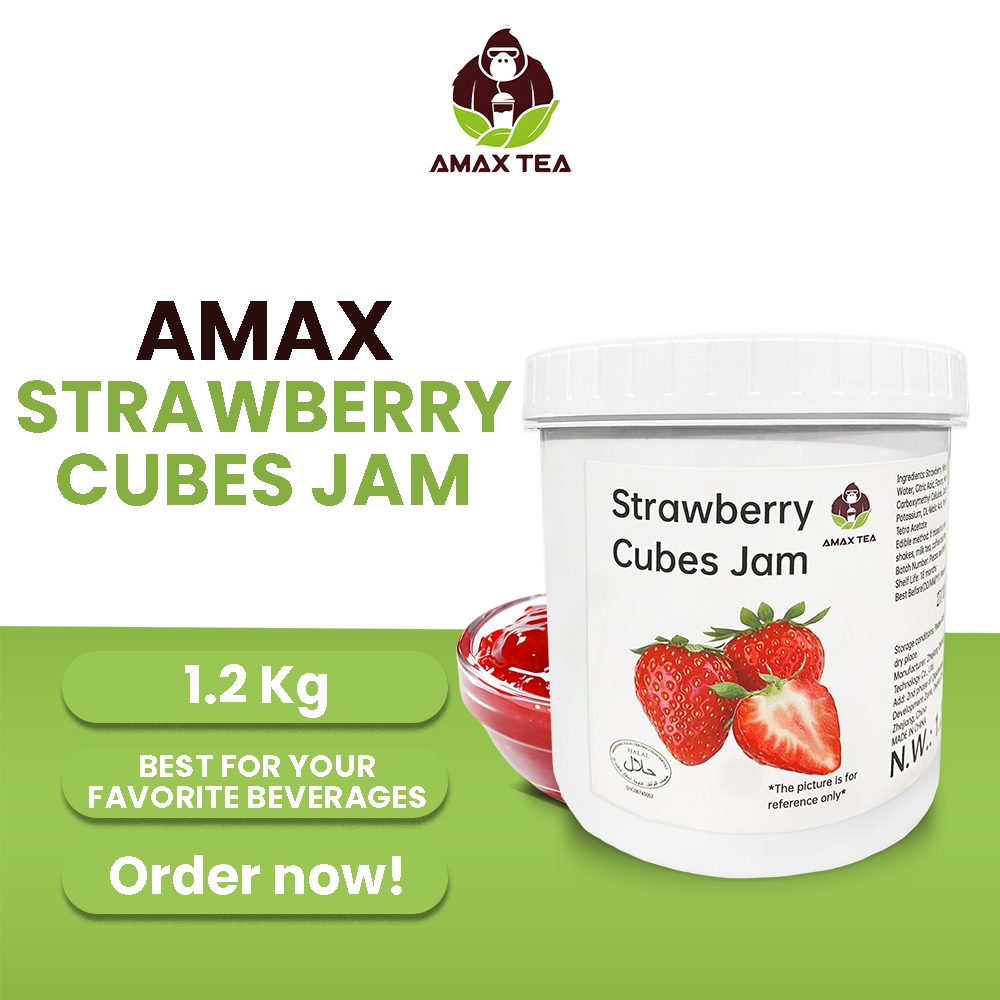 Amax Strawberry Cubes Jam 1.2kg for Fruit Tea, Smoothies, Yogurt Shakes ...