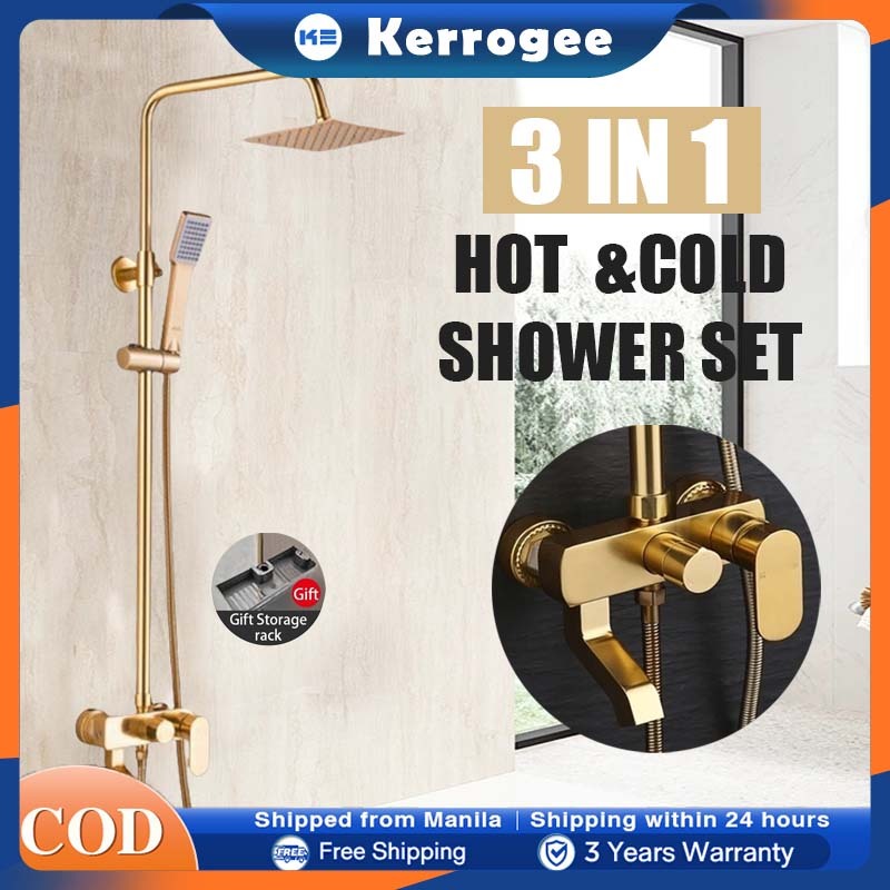 3-in-1 gold-plated luxury shower set (including faucet) suitable for ...