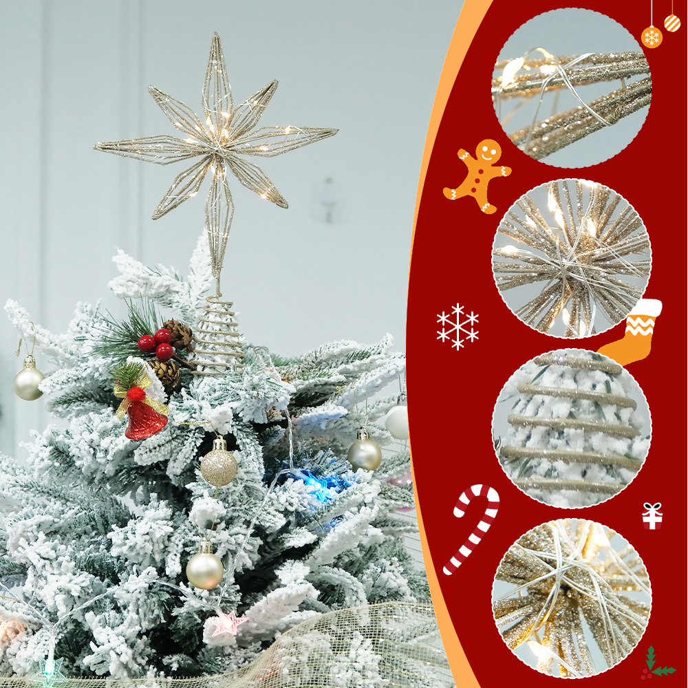Christmas Tree Topper Star Iron glitter Eight-pointed star for Xmas ...