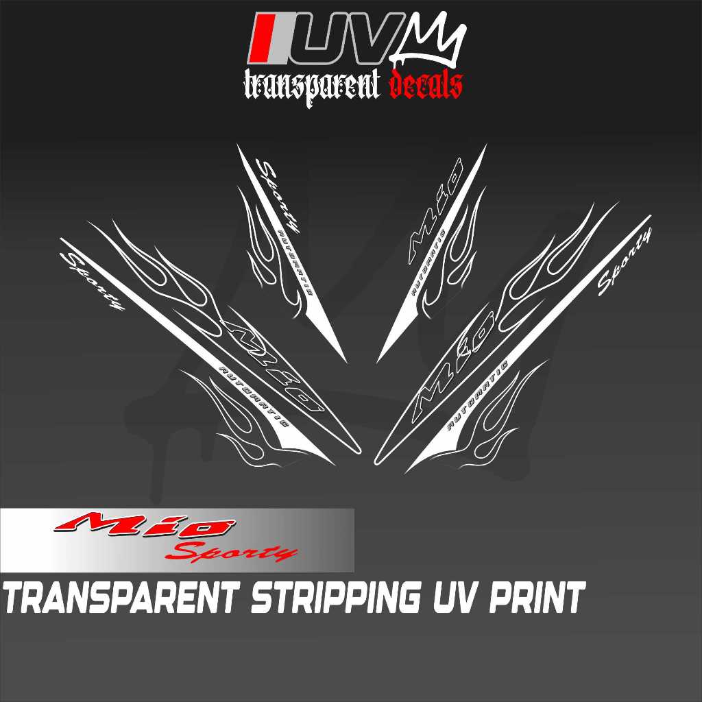 TRANSPARENT UV YAMAHA MIO 1 / SPORTY NEW FIRE LINING DECALS | Shopee ...