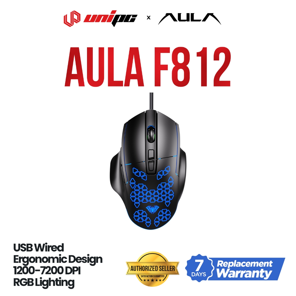 AULA F812 WIRED USB RGB Gaming Mouse | Ergonomic | UniPC | Shopee ...