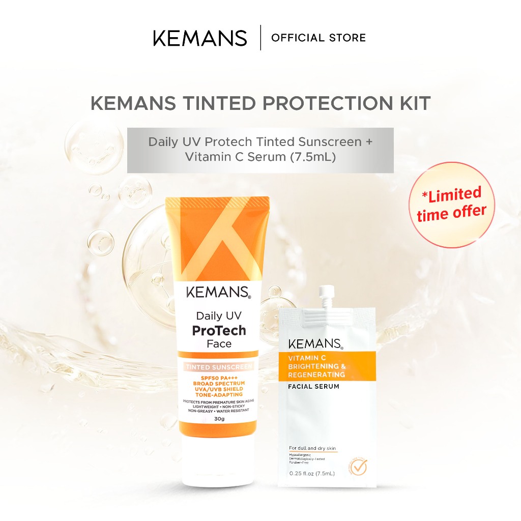 Kemans Tinted Protection Kit – Sunscreen + Brightening Serum Set ...