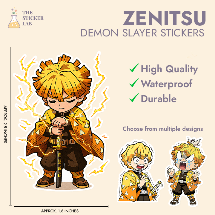 The Sticker Lab - Demon Slayer Stickers - ZENITSU (High Quality ...